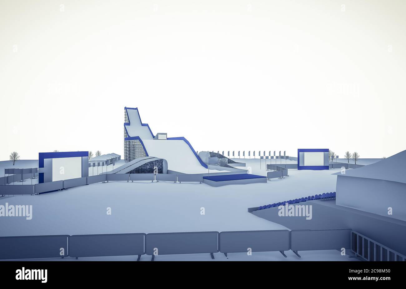 3d illustration of a Snowboard and freestyle Ramp Stock Photo - Alamy