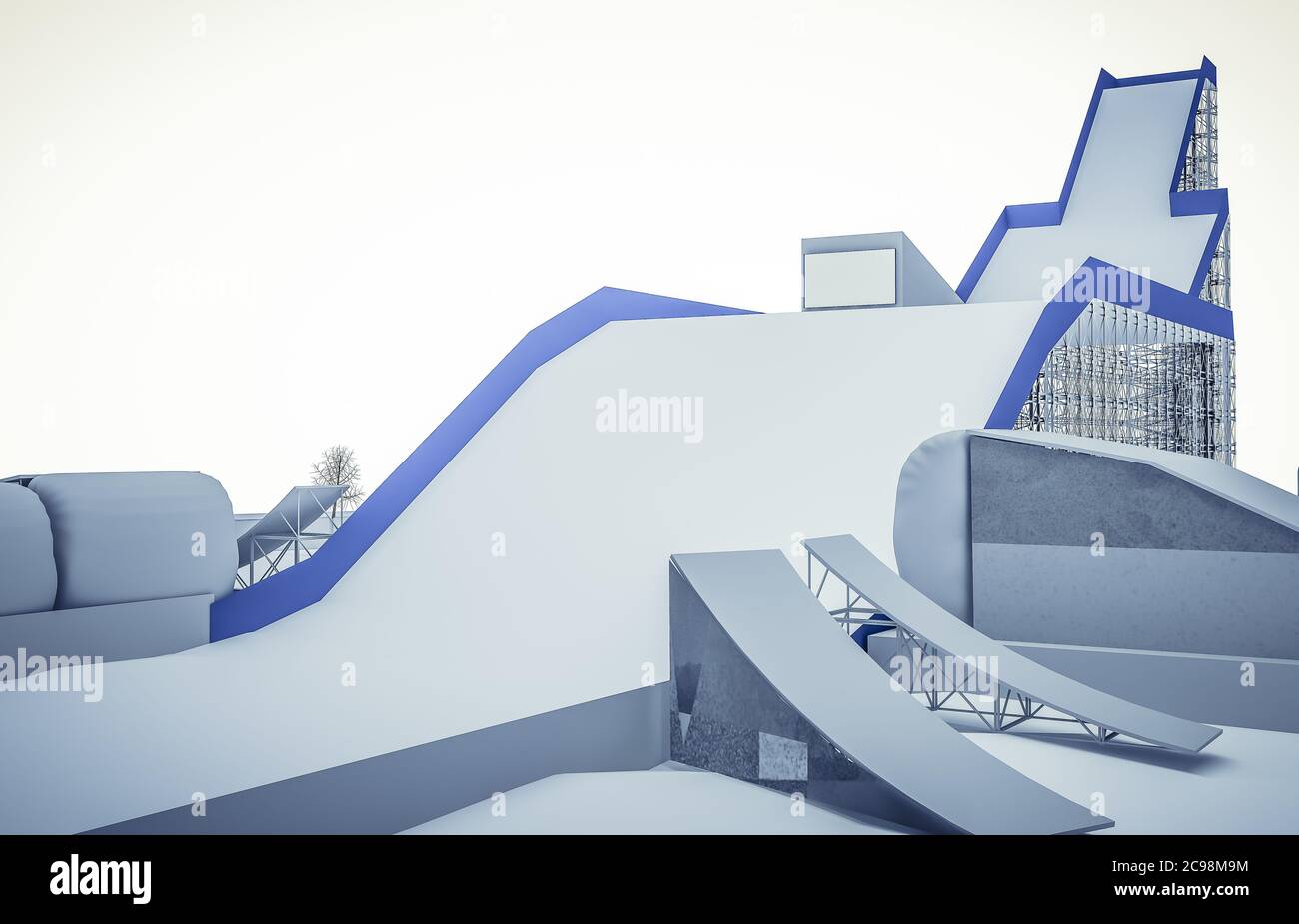 3d illustration of a Snowboard and freestyle Ramp Stock Photo - Alamy