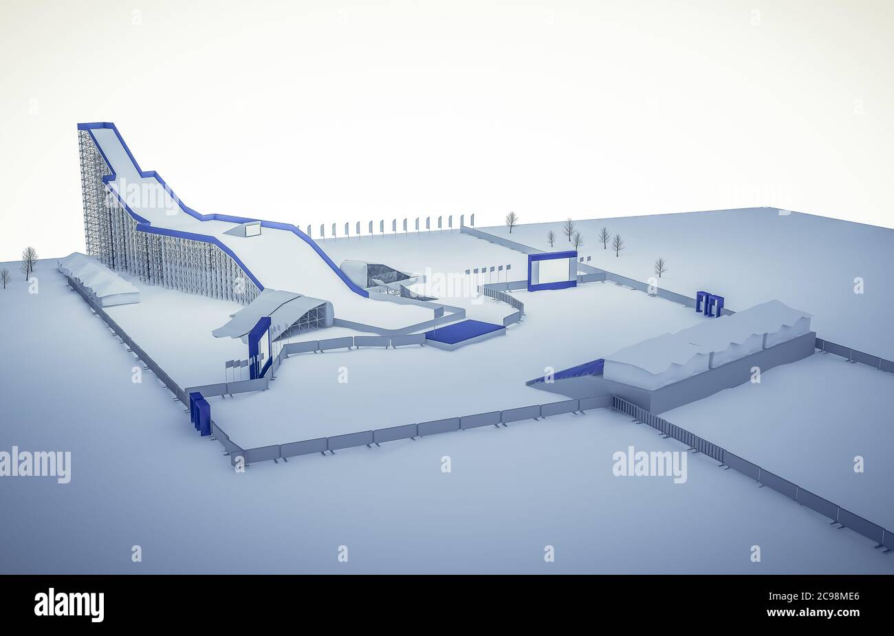 3d illustration of a Snowboard and freestyle Ramp Stock Photo - Alamy