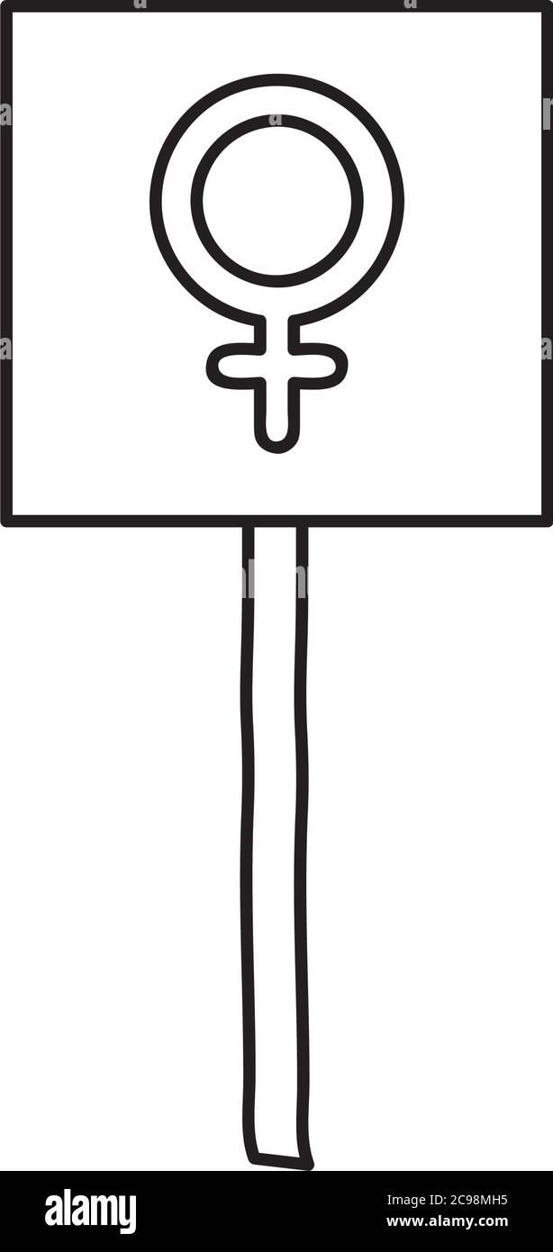 protest concept, placard with female symbol icon over white background ...