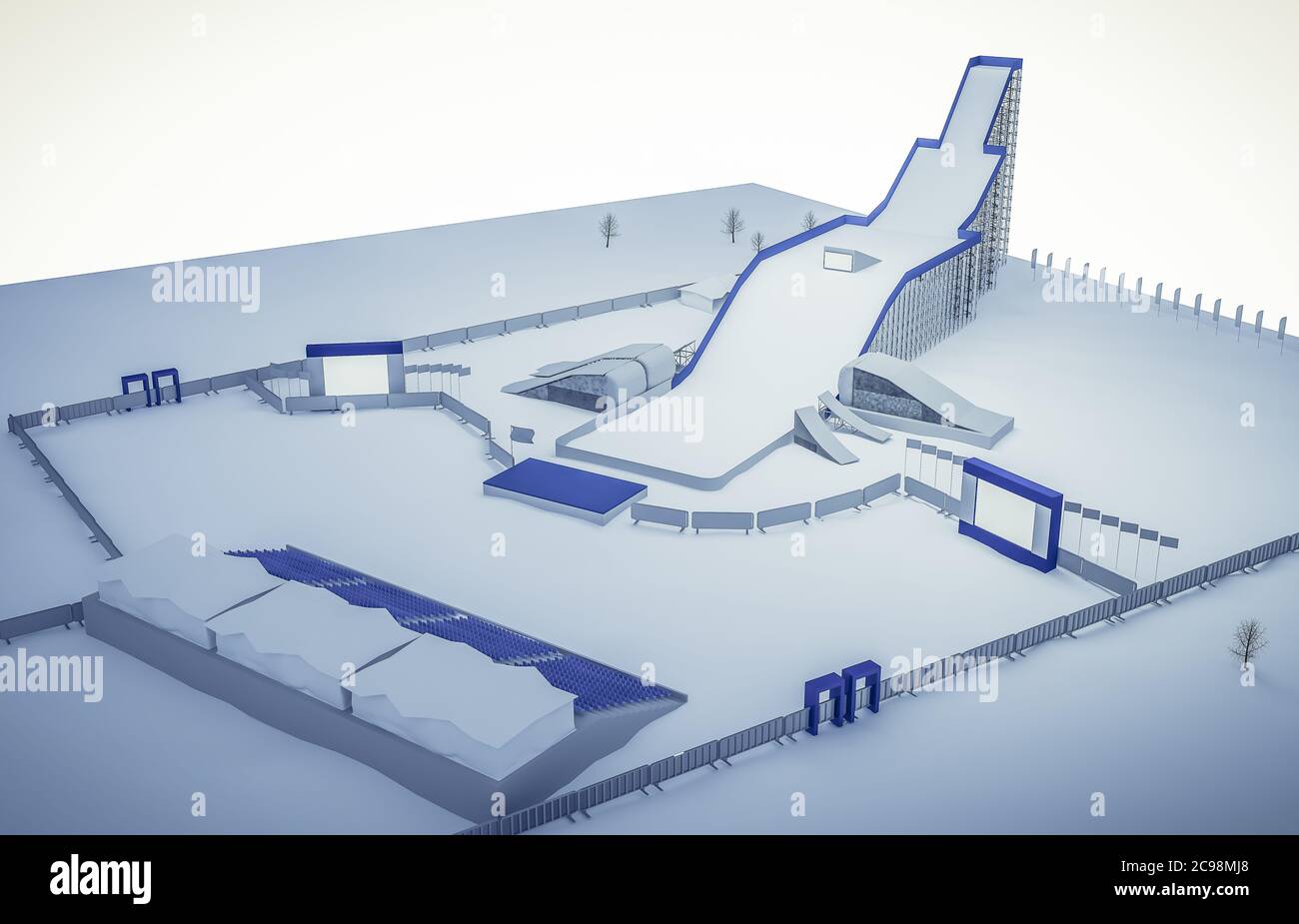 3d illustration of a Snowboard and freestyle Ramp Stock Photo - Alamy