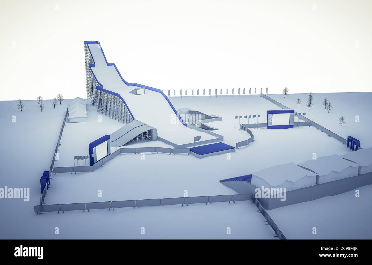 3d illustration of a Snowboard and freestyle Ramp Stock Photo - Alamy