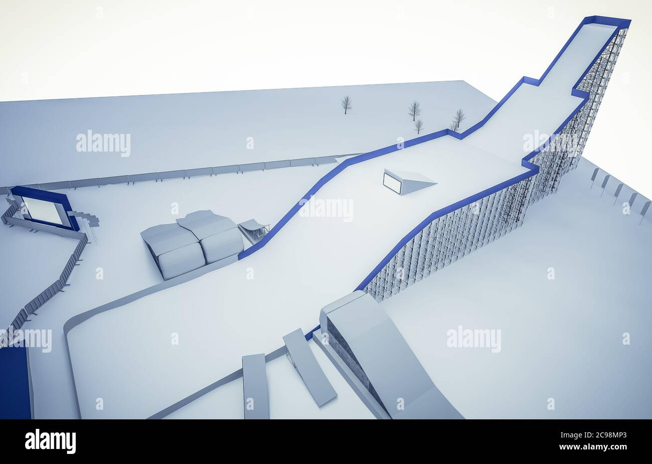 3d illustration of a Snowboard and freestyle Ramp Stock Photo - Alamy