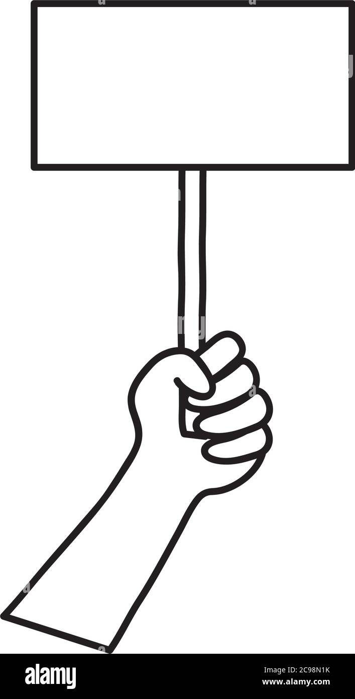 Protesting Concept Hand Holding A Placard Icon Over White Background