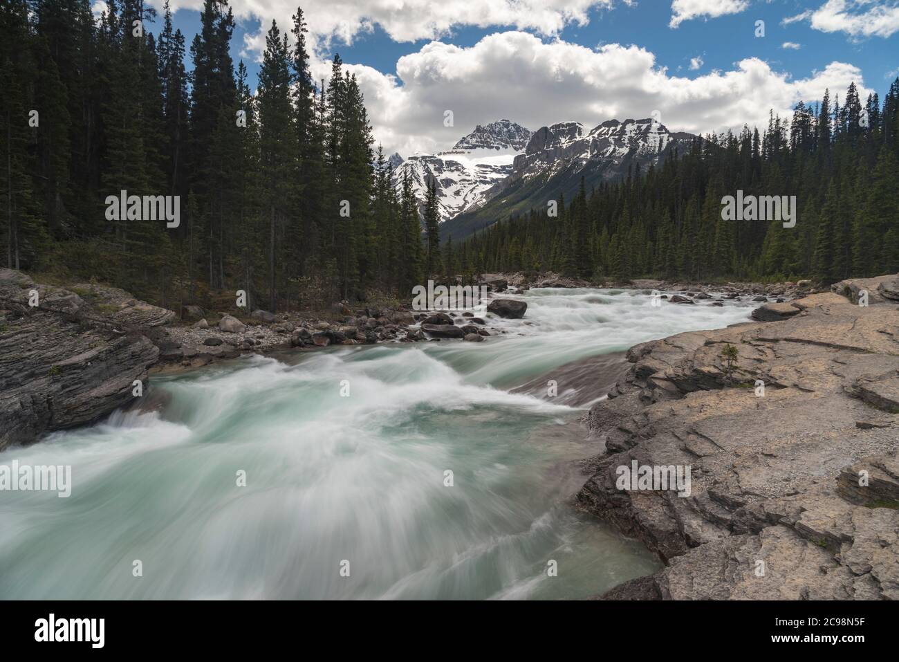 Mistaya Canyon waterfall Banff National Park, Alberta, Canada Stock ...