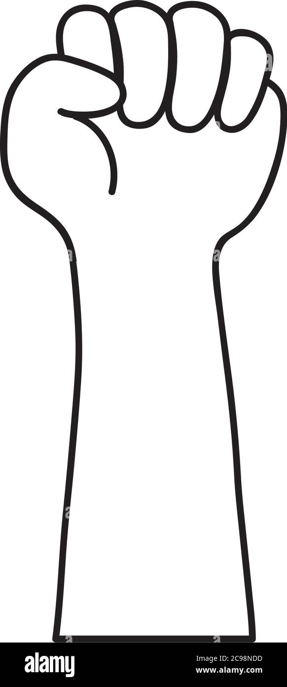 protesting concept, hand up with closed fist icon over white background ...