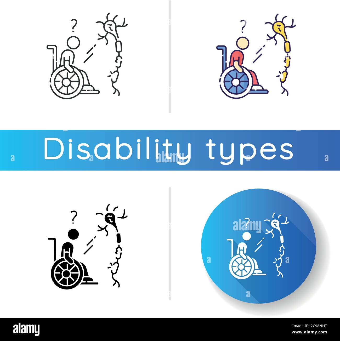Multiple sclerosis icon. Handicapped man in wheelchair. Neurology ...