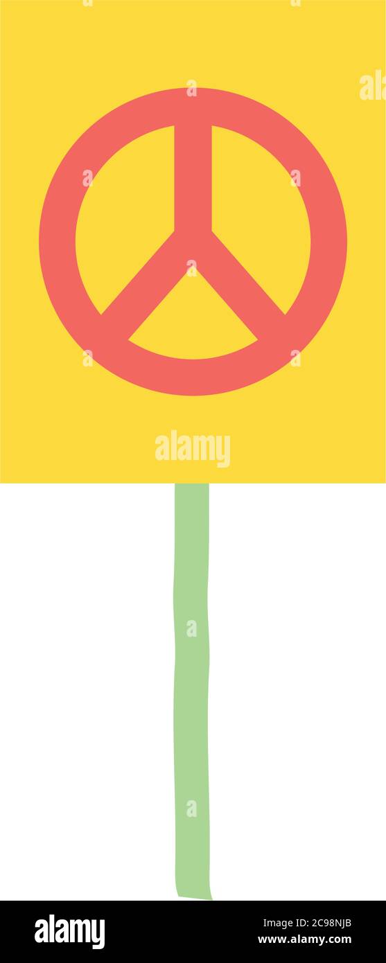 protesting concept, placard with peace symbol icon over white ...