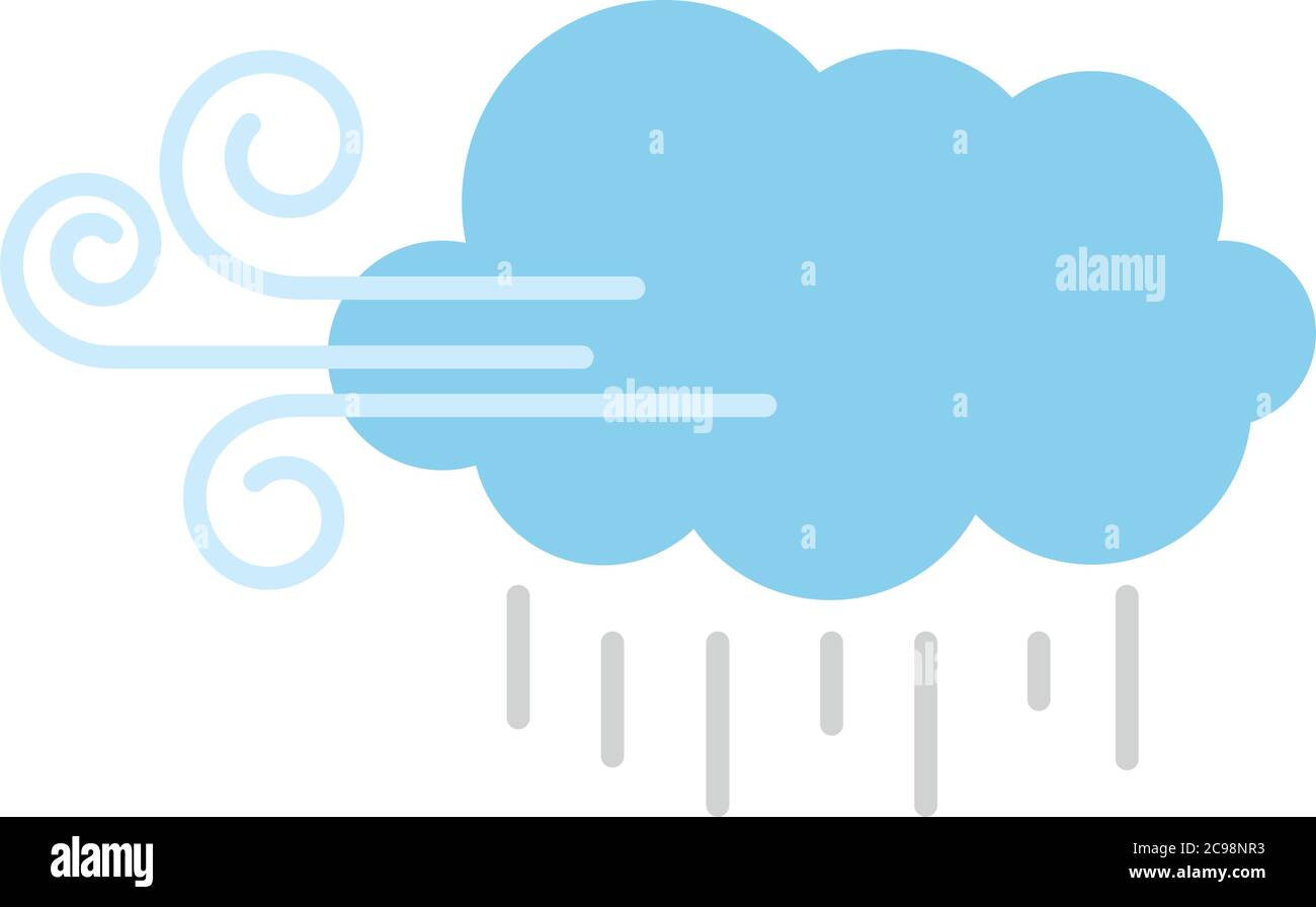 weather concept, wind cloud and rain over white background, flat style ...