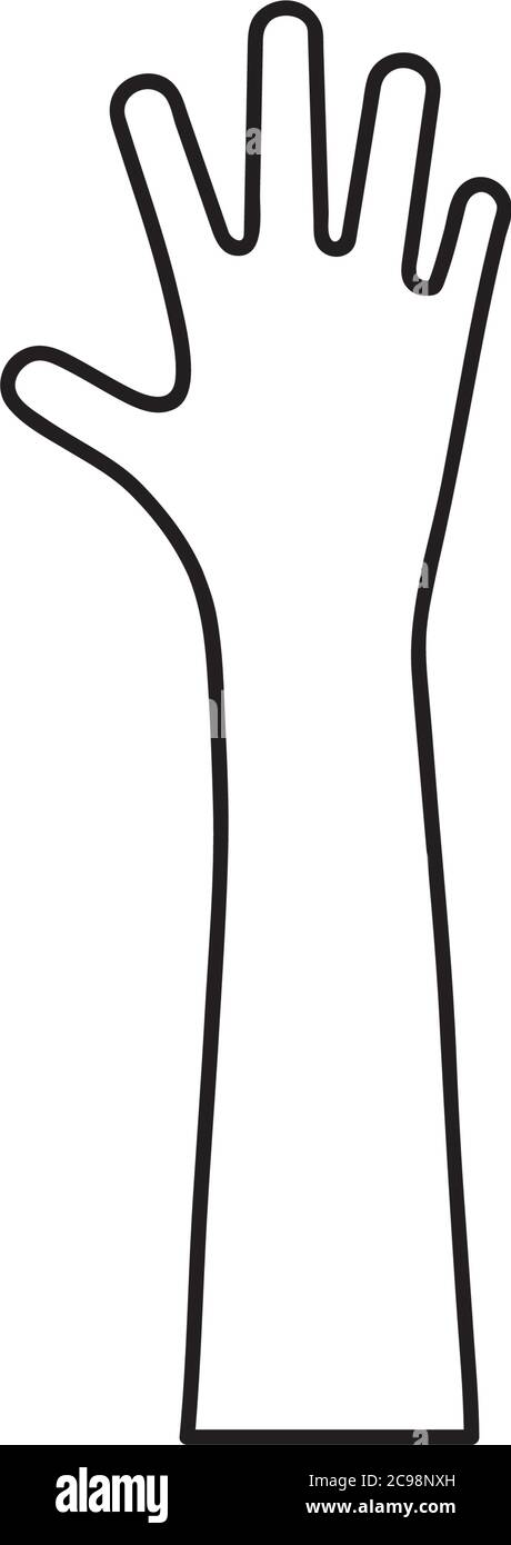 protesting concept, hand icon over white background, line style, vector ...