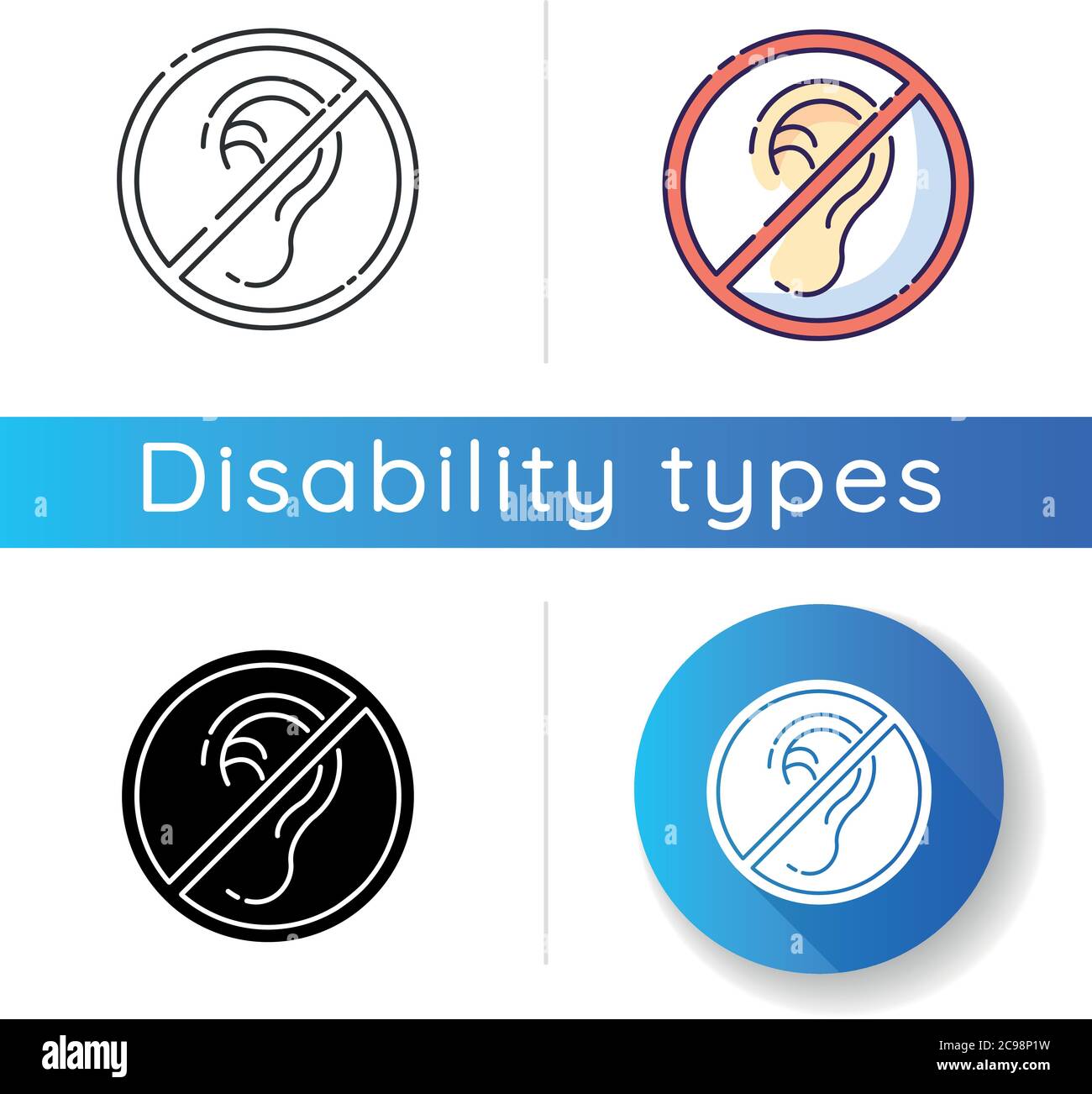 Deafness icon. Impaired hearing. Difficulty with communication. Deaf ...