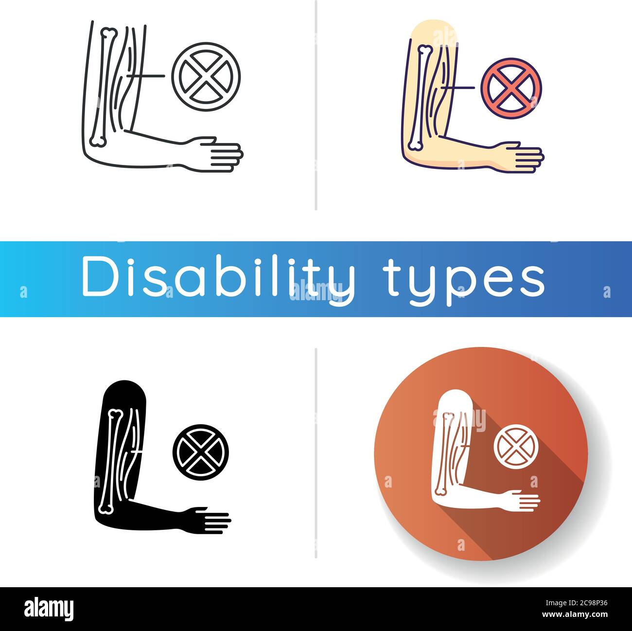 Muscular dystrophy icon. Chronic genetic disorder. Tissue damage in ...