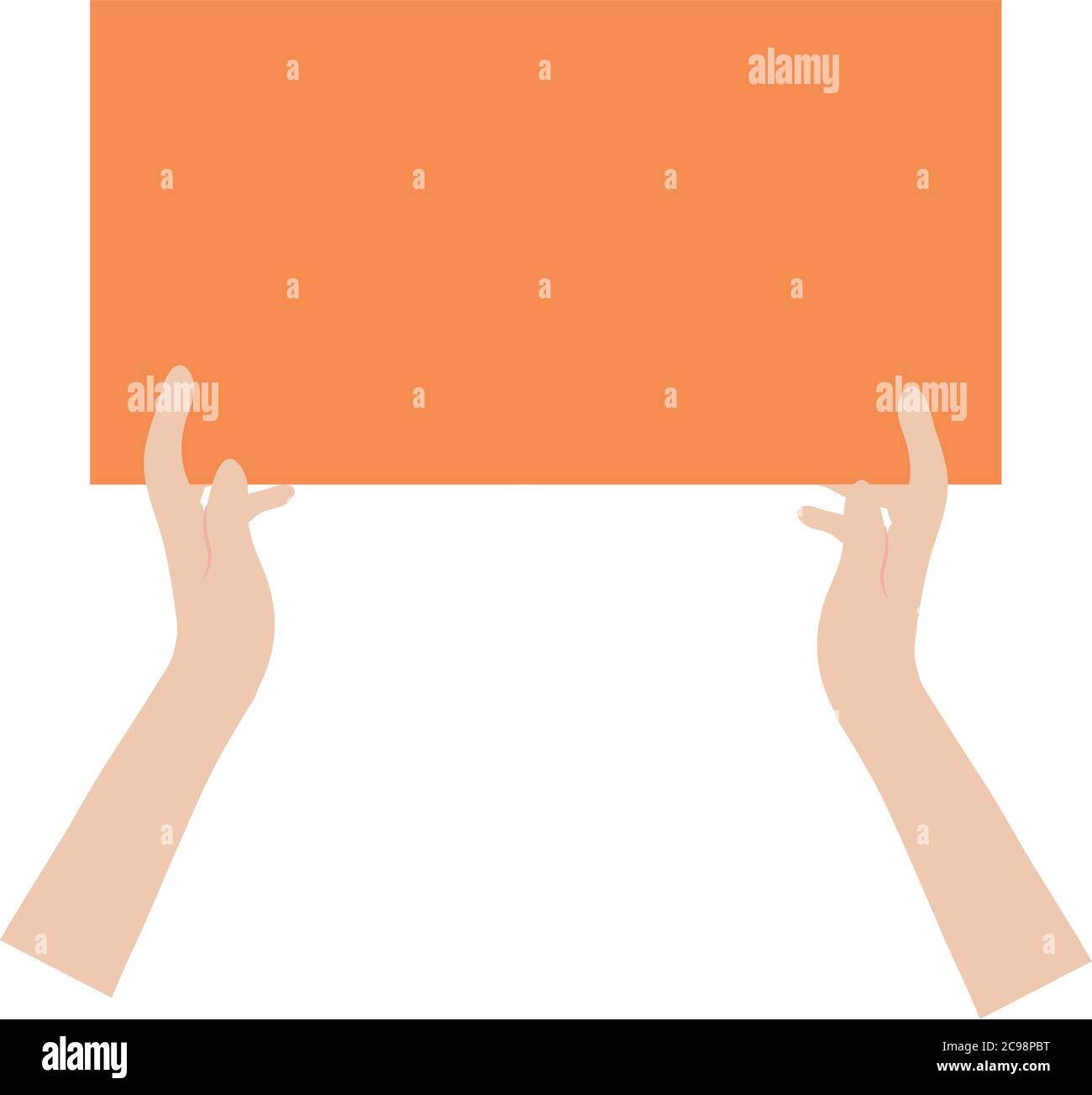 protesting concept, hand holding a blank placard icon over white ...