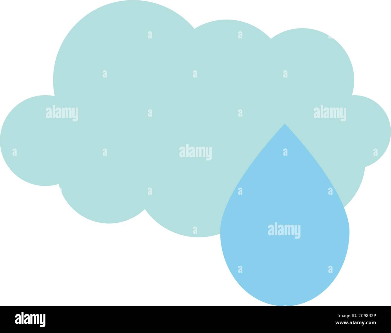 weather concept, cloud and water drop icon over white background, flat ...