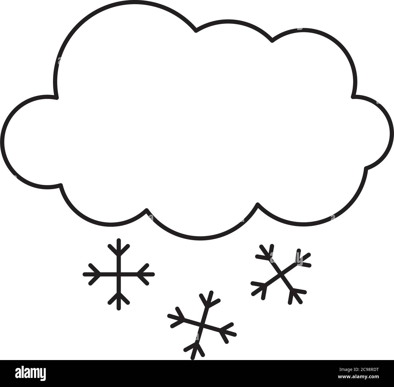 snowy cloud icon over white background, line style, vector illustration ...