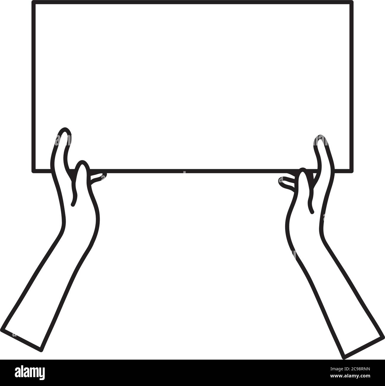 protesting concept, hand holding a blank placard icon over white ...