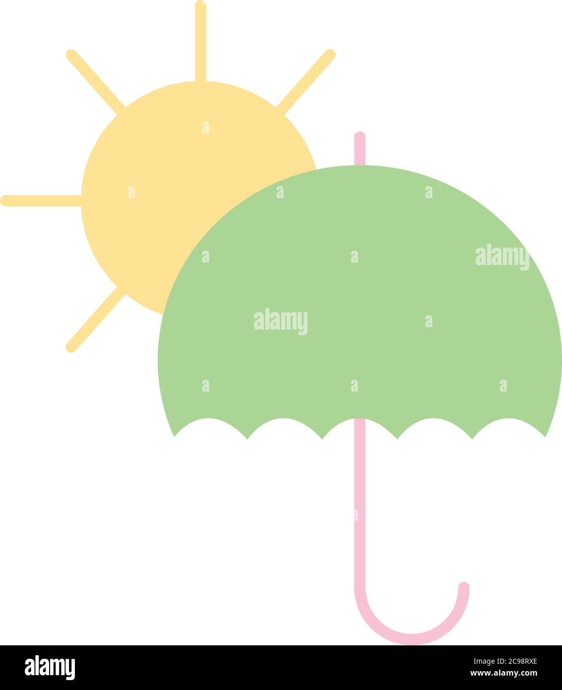 sun and umbrella icon over white background, flat style, vector ...