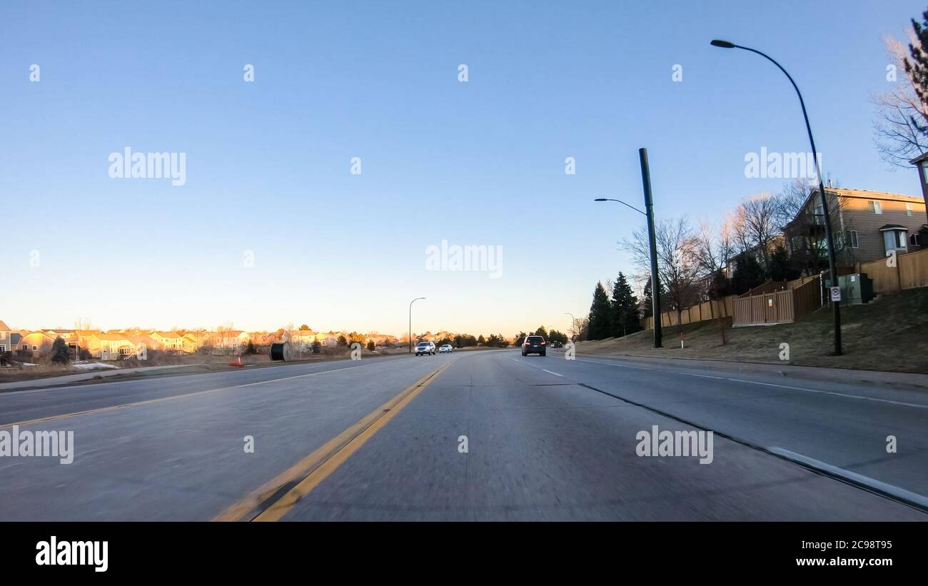 Driving on typical paved roads in suburban America Stock Photo - Alamy