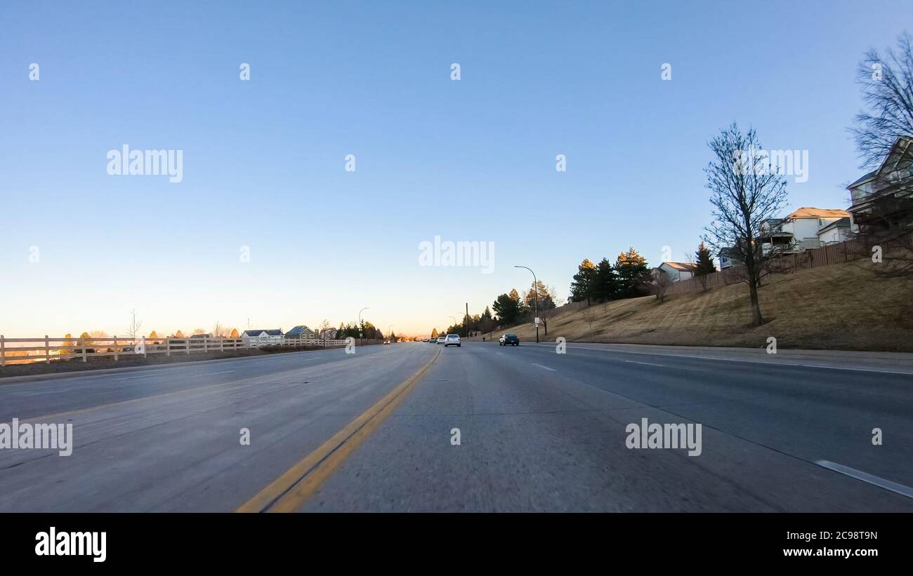 Driving on typical paved roads in suburban America Stock Photo - Alamy
