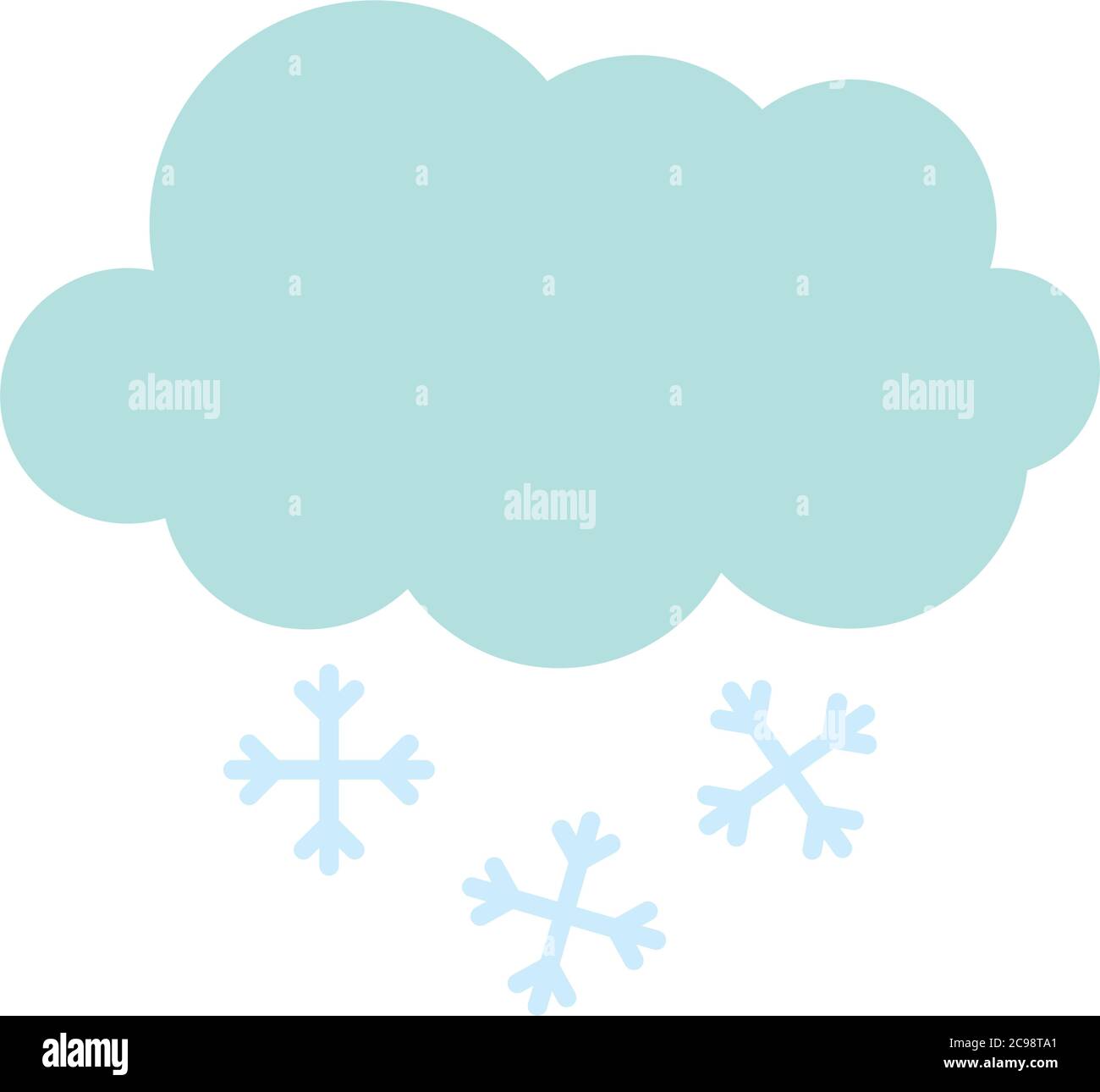 snowy cloud icon over white background, flat style, vector illustration ...
