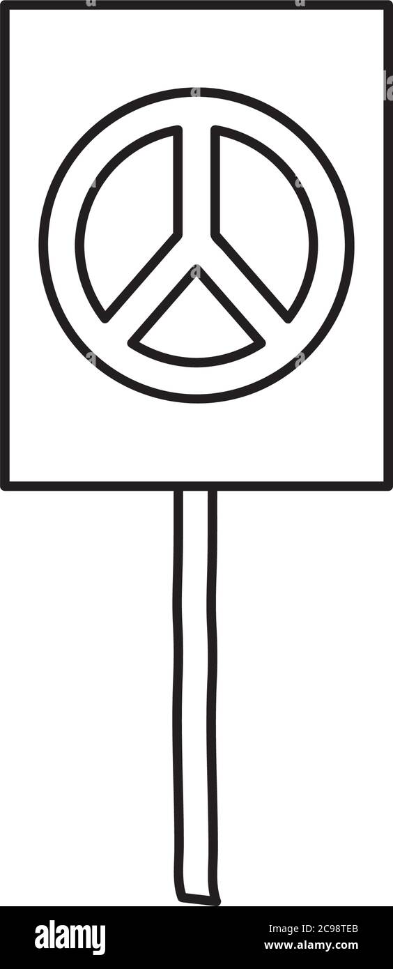 protesting concept, placard with peace symbol icon over white ...