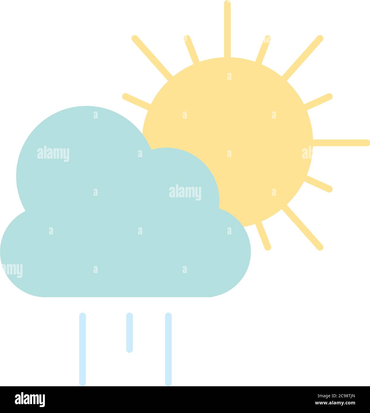 weather concept, rainy cloud and sun icon over white background, flat ...