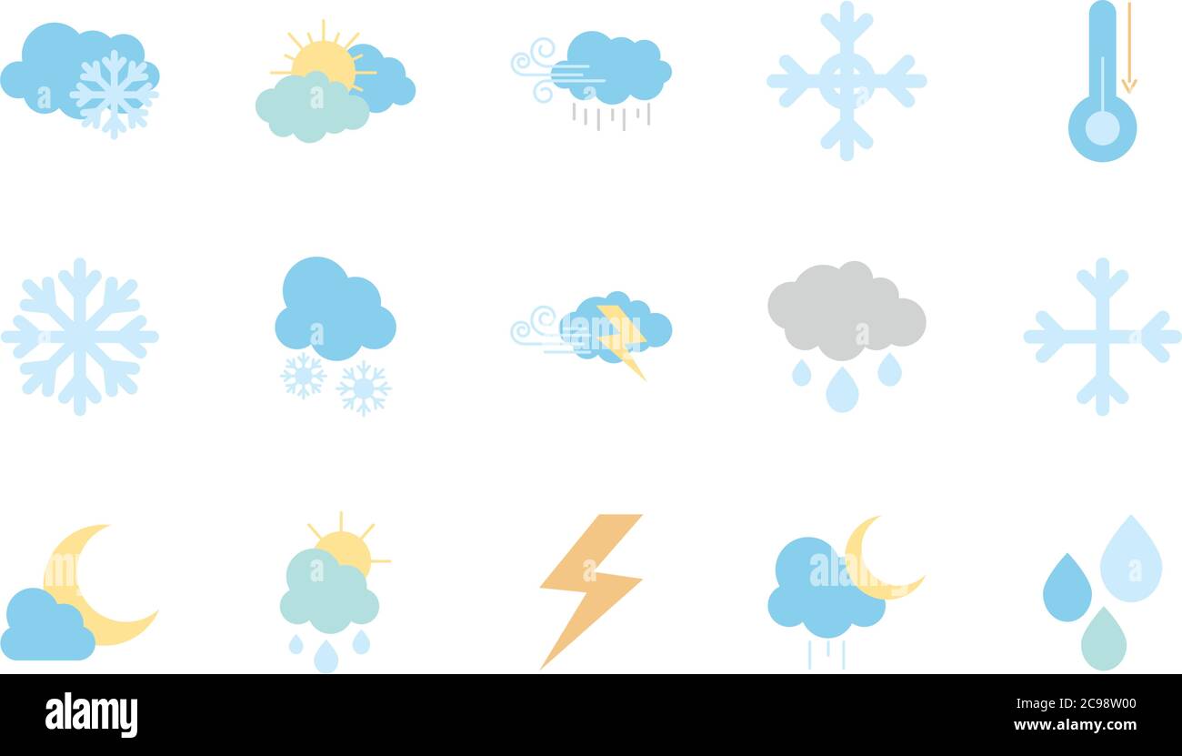 sun and weather icon set over white background, flat style, vector ...