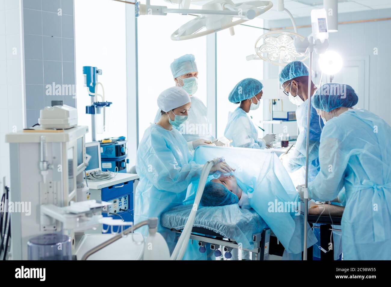 team of doctors repair and diagnose internal problems.copy space Stock ...