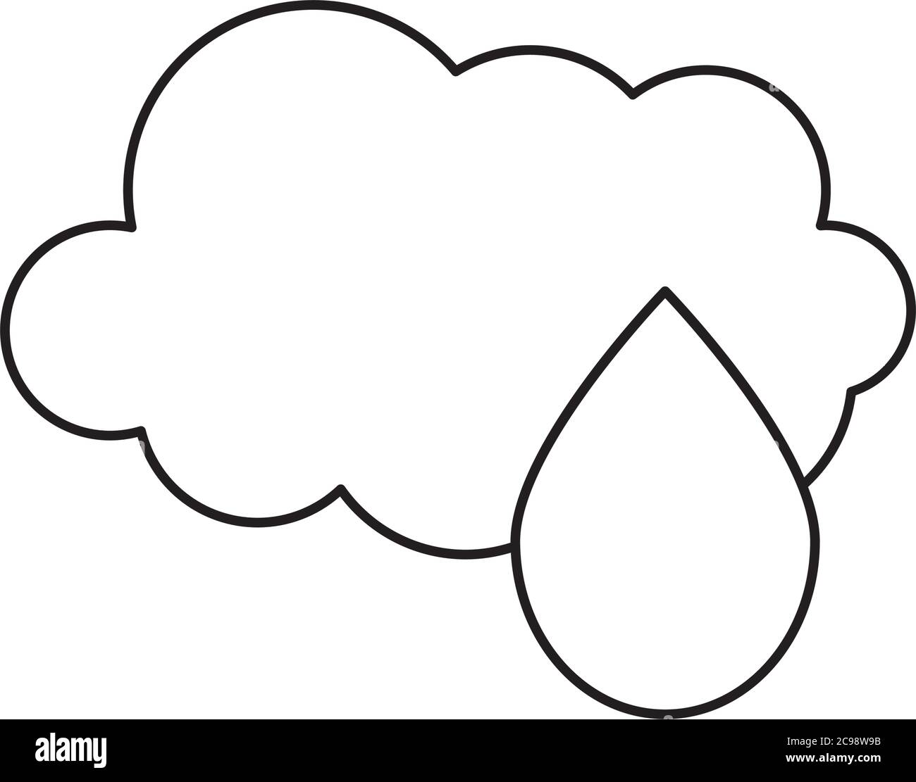 weather concept, cloud and water drop icon over white background, line ...