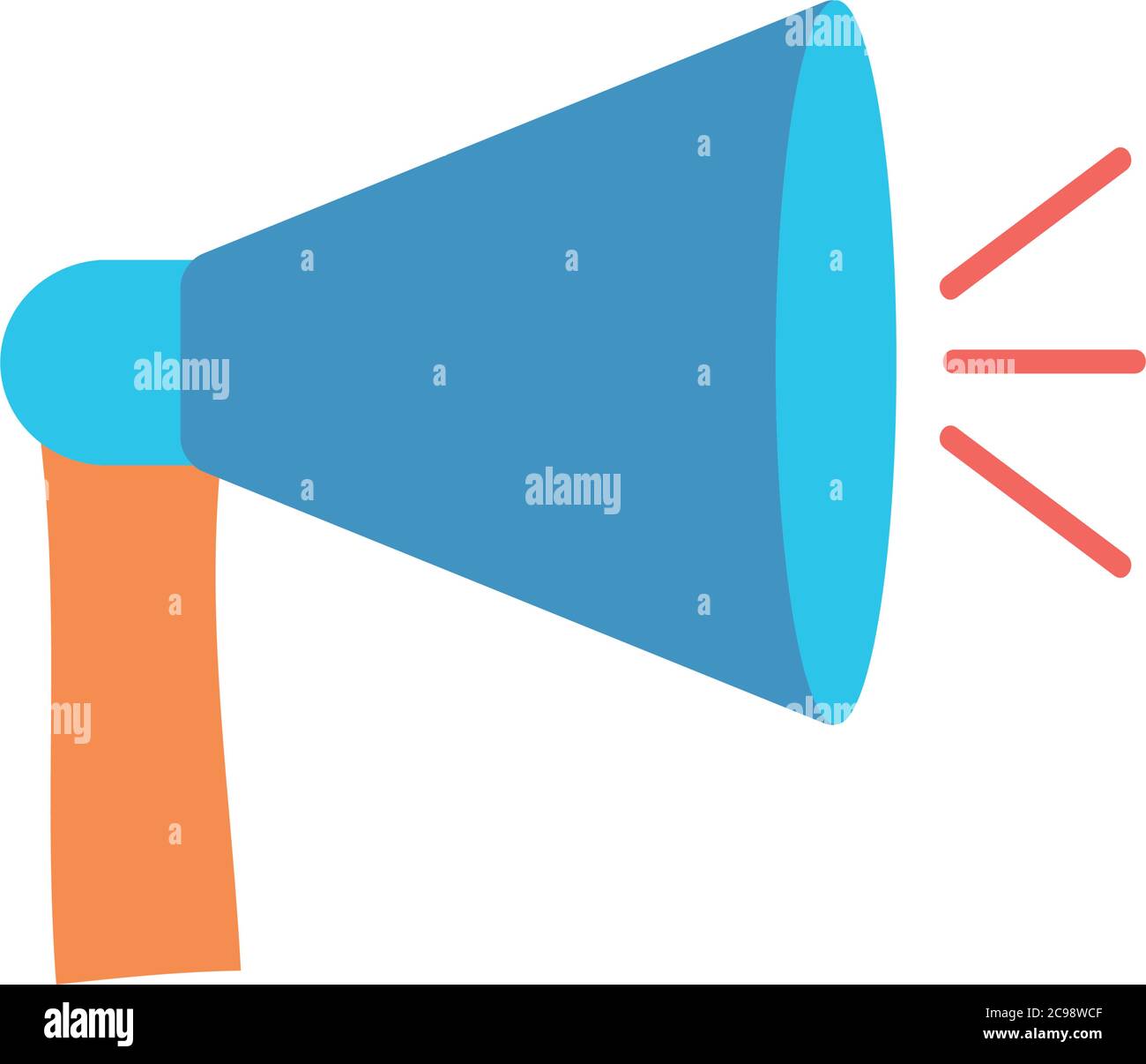 protest concept, megaphone device icon over white background, flat ...