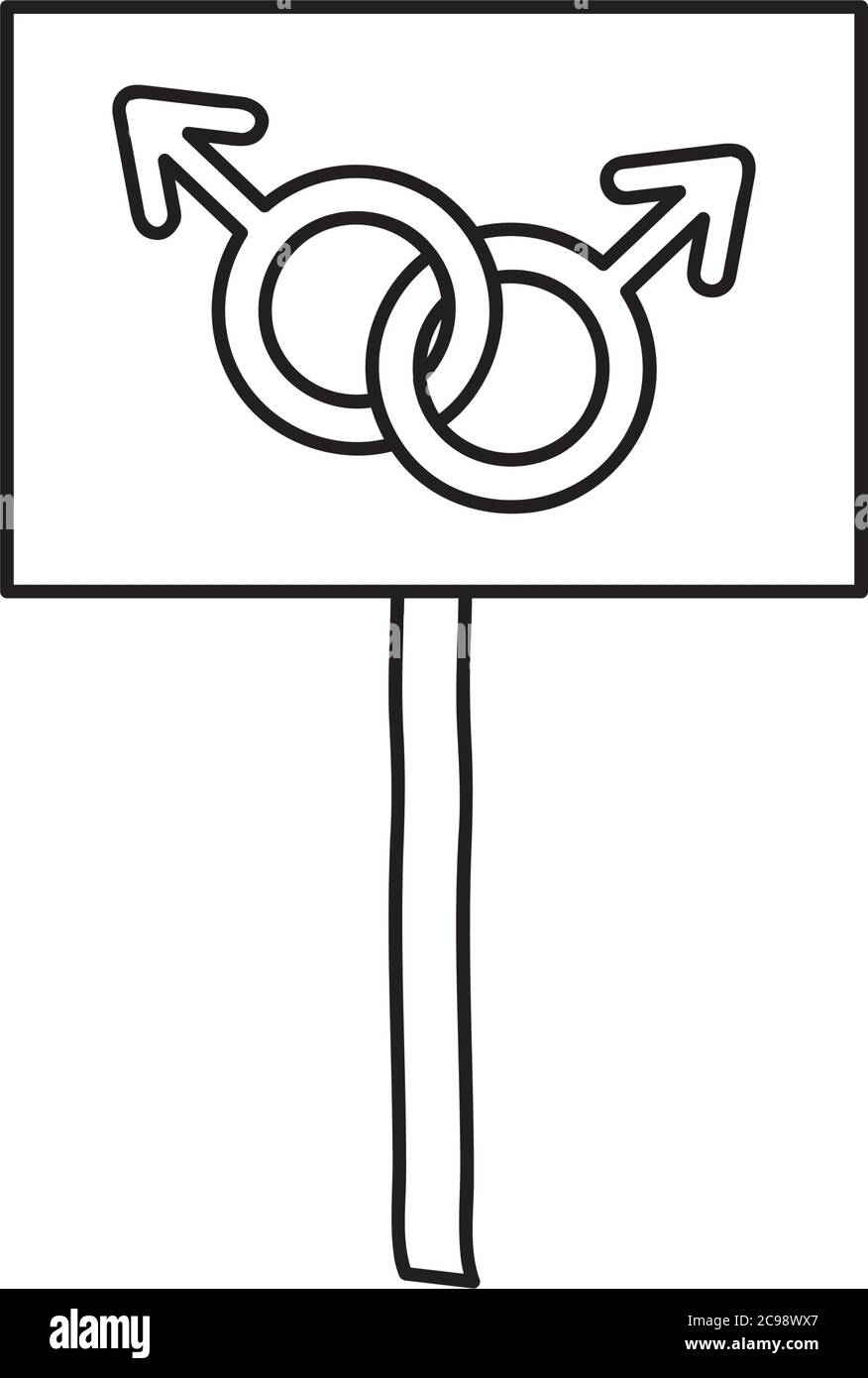 Protest Concept Placard With Male Gender Symbols Icon Over White