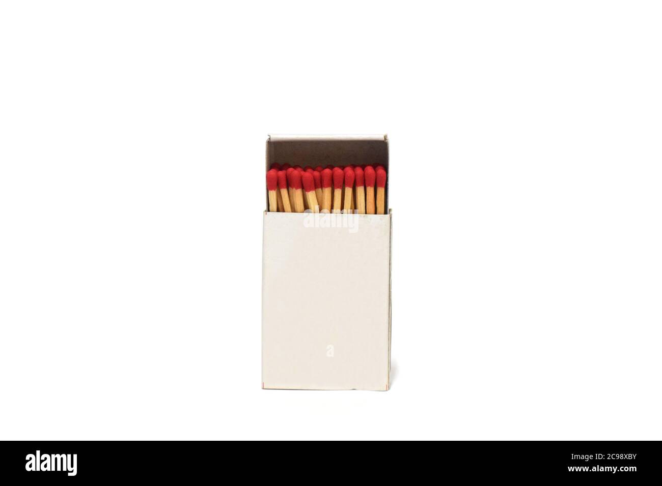 Fire match matchbox on white background Stock Photo - Alamy
