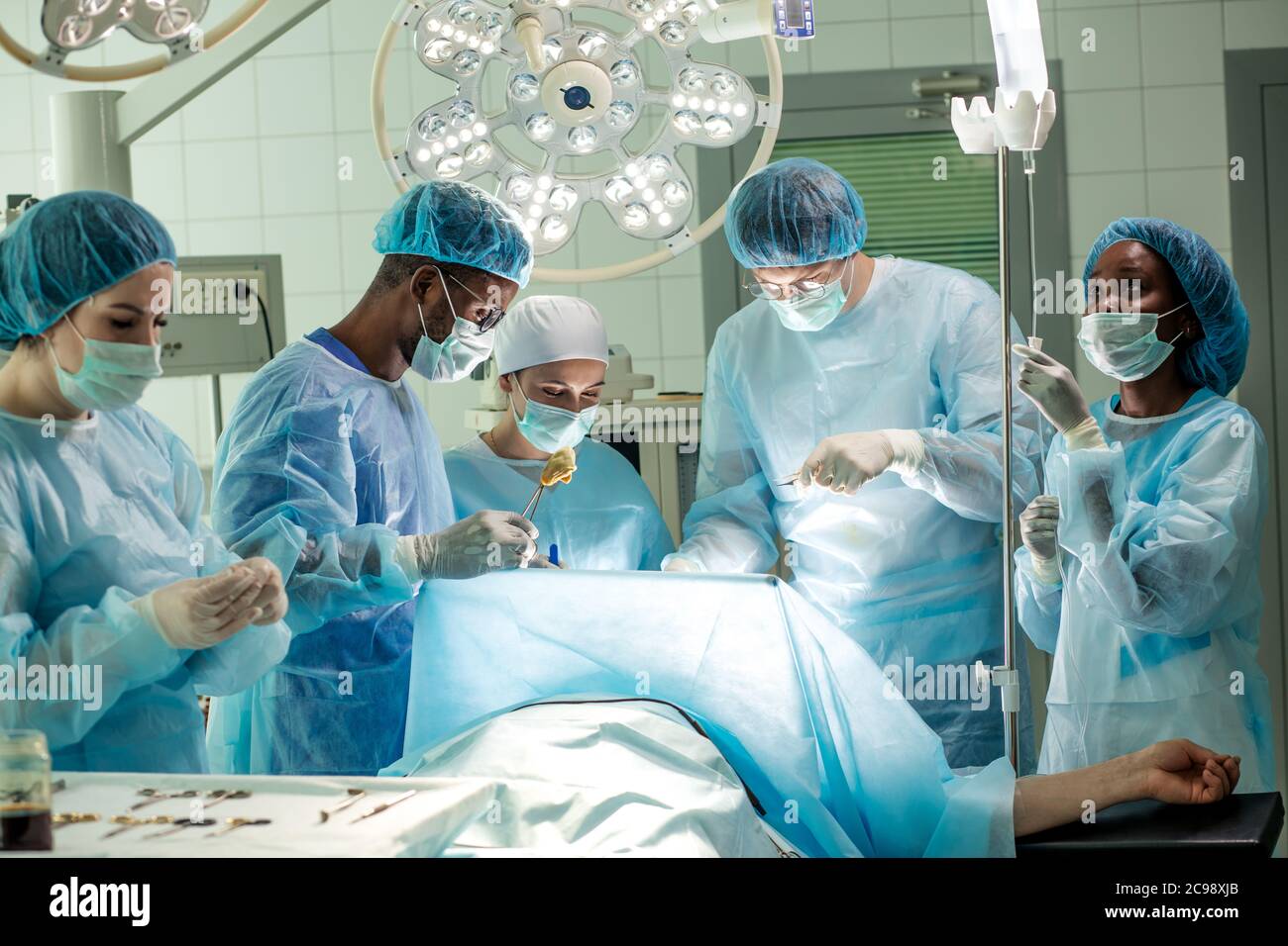 clever doctors examine the structure of body, spacialists treat the ...