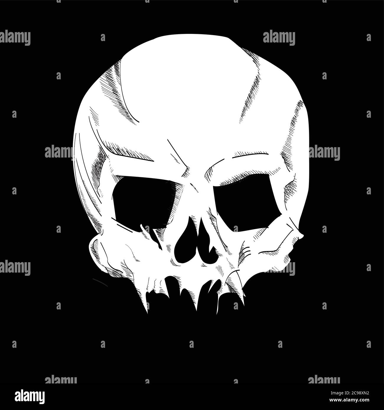 Skull vector drawing isolated on black for t-shirts or posters Stock ...