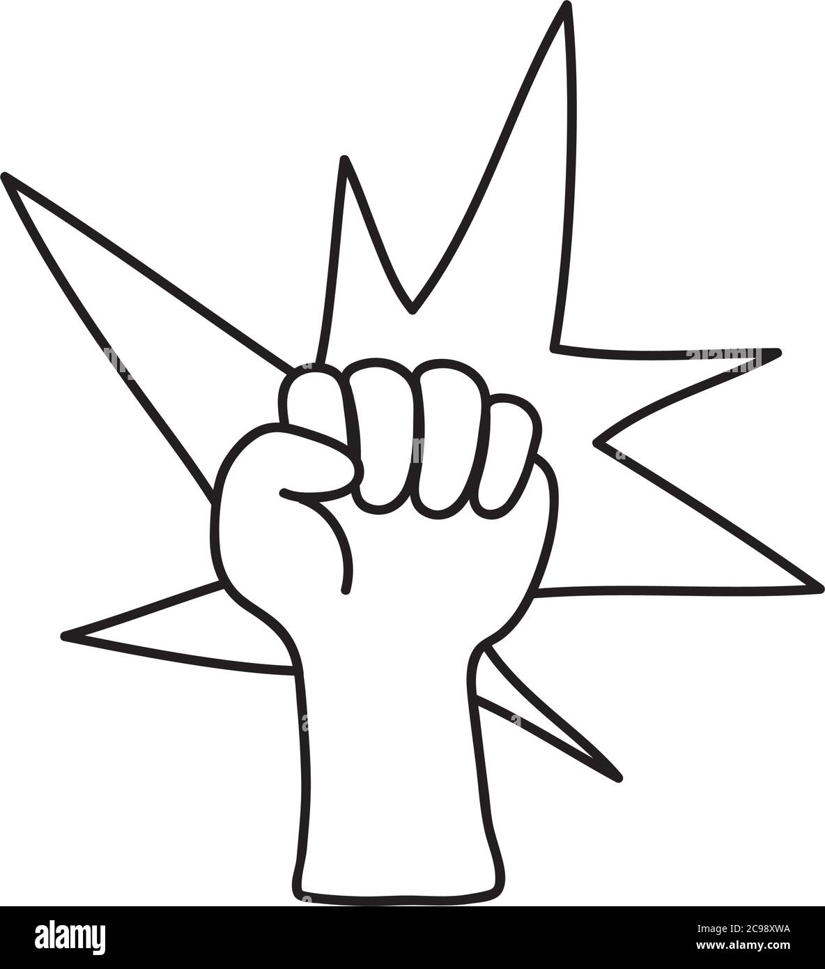 protest concept, Human hand with fingers folded into fist and ...