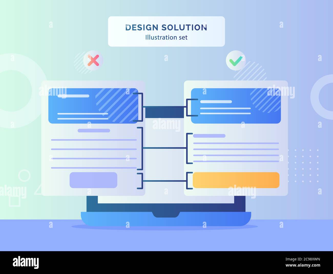 design solution concept with computer laptop screen and design layout ...