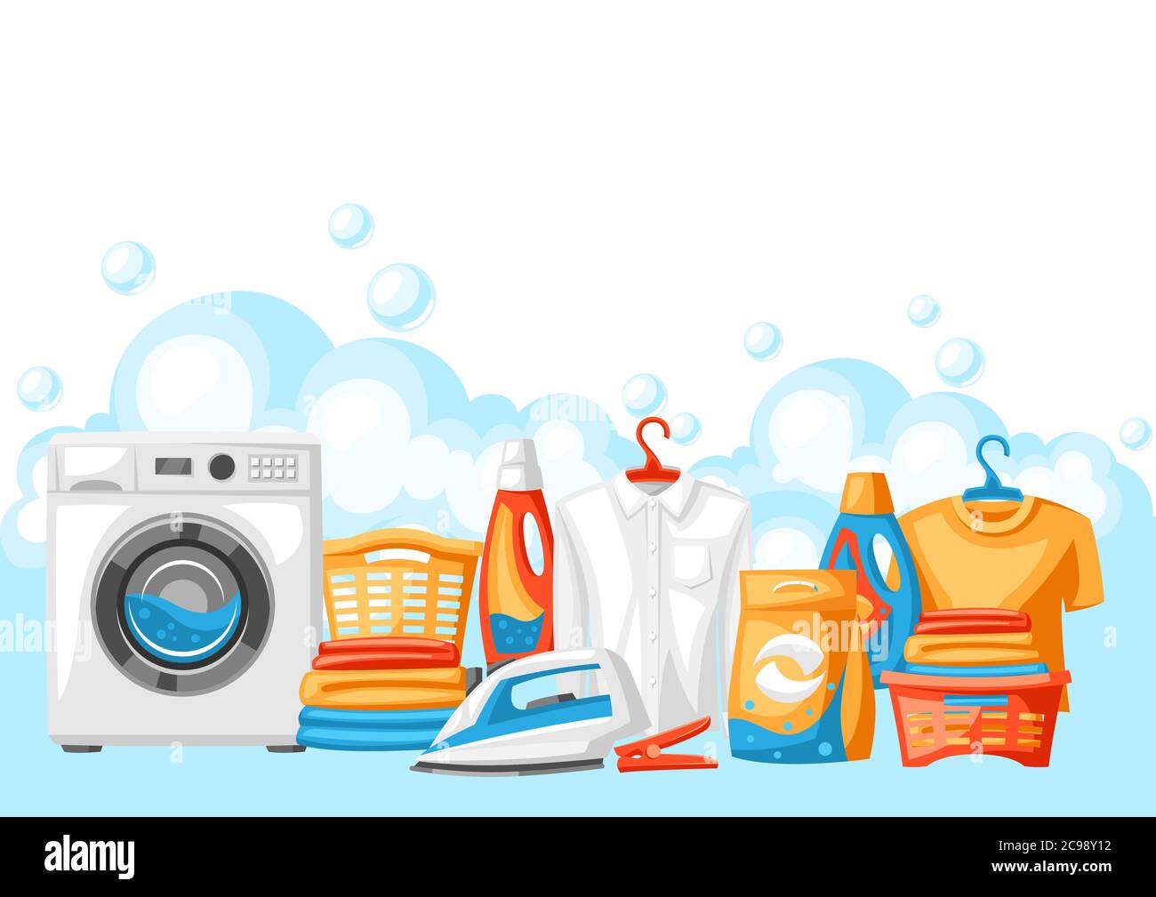 Laundry service background with professional items Stock Vector Image ...