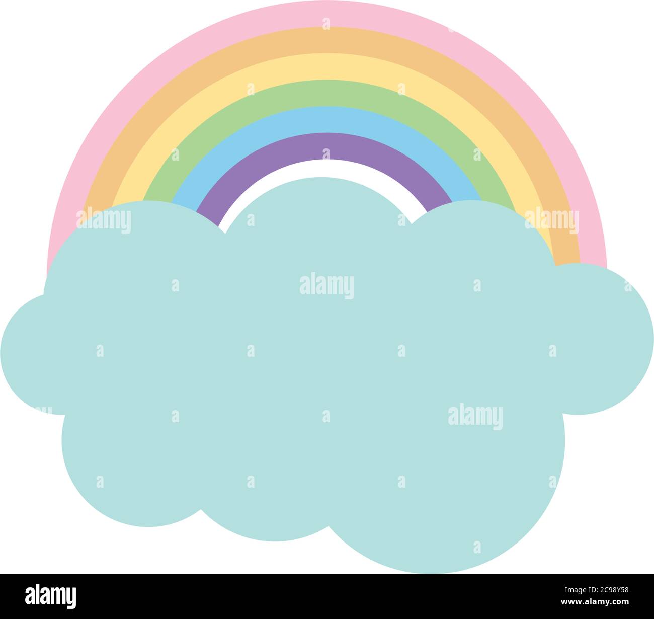 rainbow cloud icon over white background, flat style, vector ...