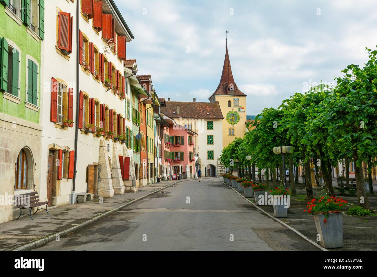 Switzerland, Neuchatel Canton, Le Landeron, fortified north gate circa ...