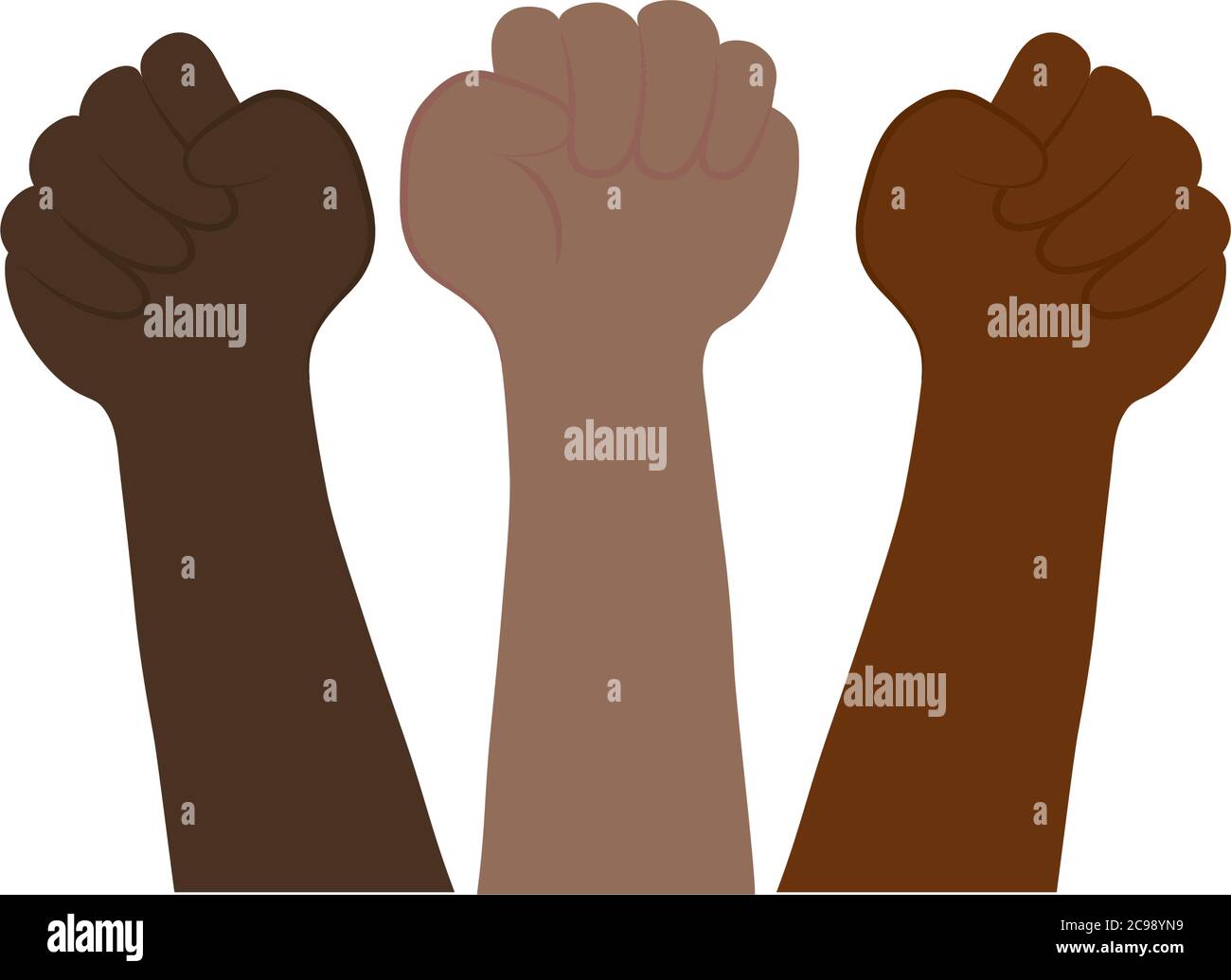 protesting concept, afro hands protesting over white background, flat ...