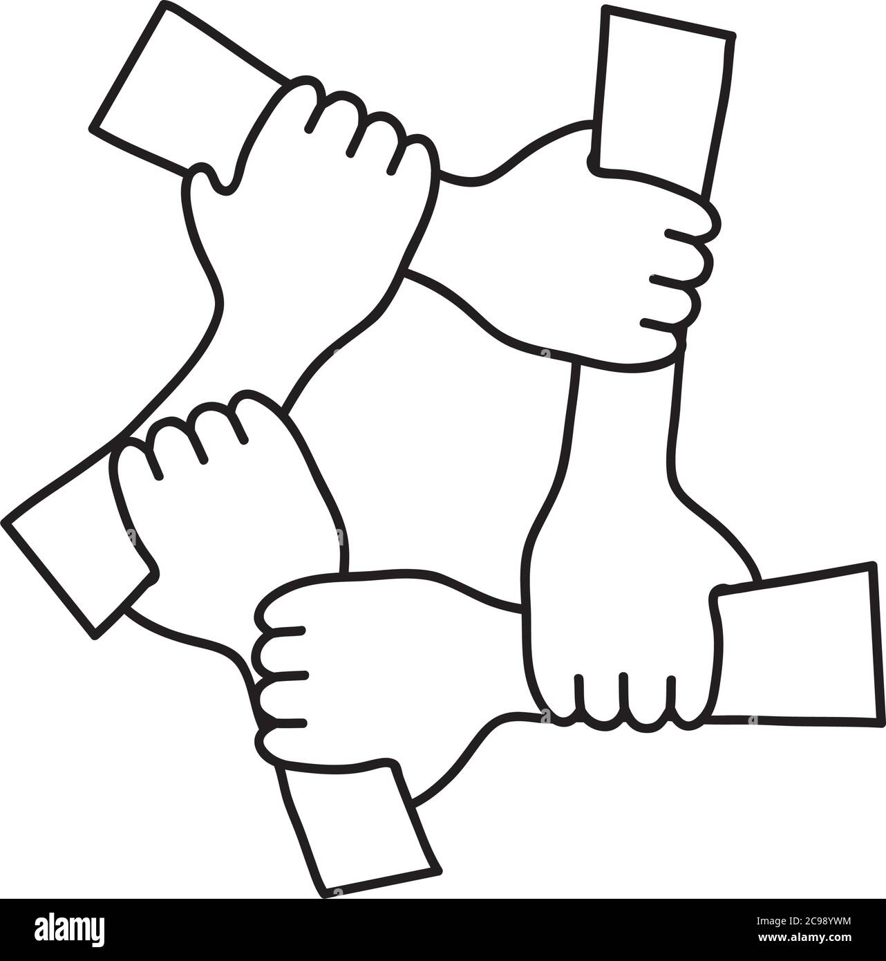 protest concept, Five Human Hands Holding Eachother For Solidarity And ...
