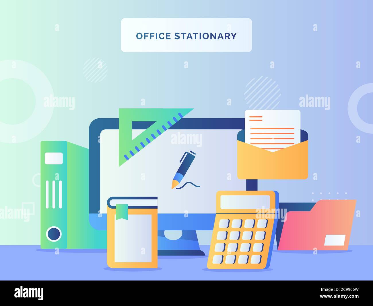 Office stationary concept monitor computer background of calculator ...