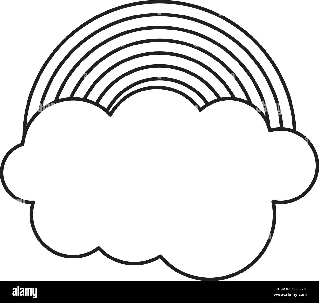 rainbow cloud icon over white background, line style, vector ...