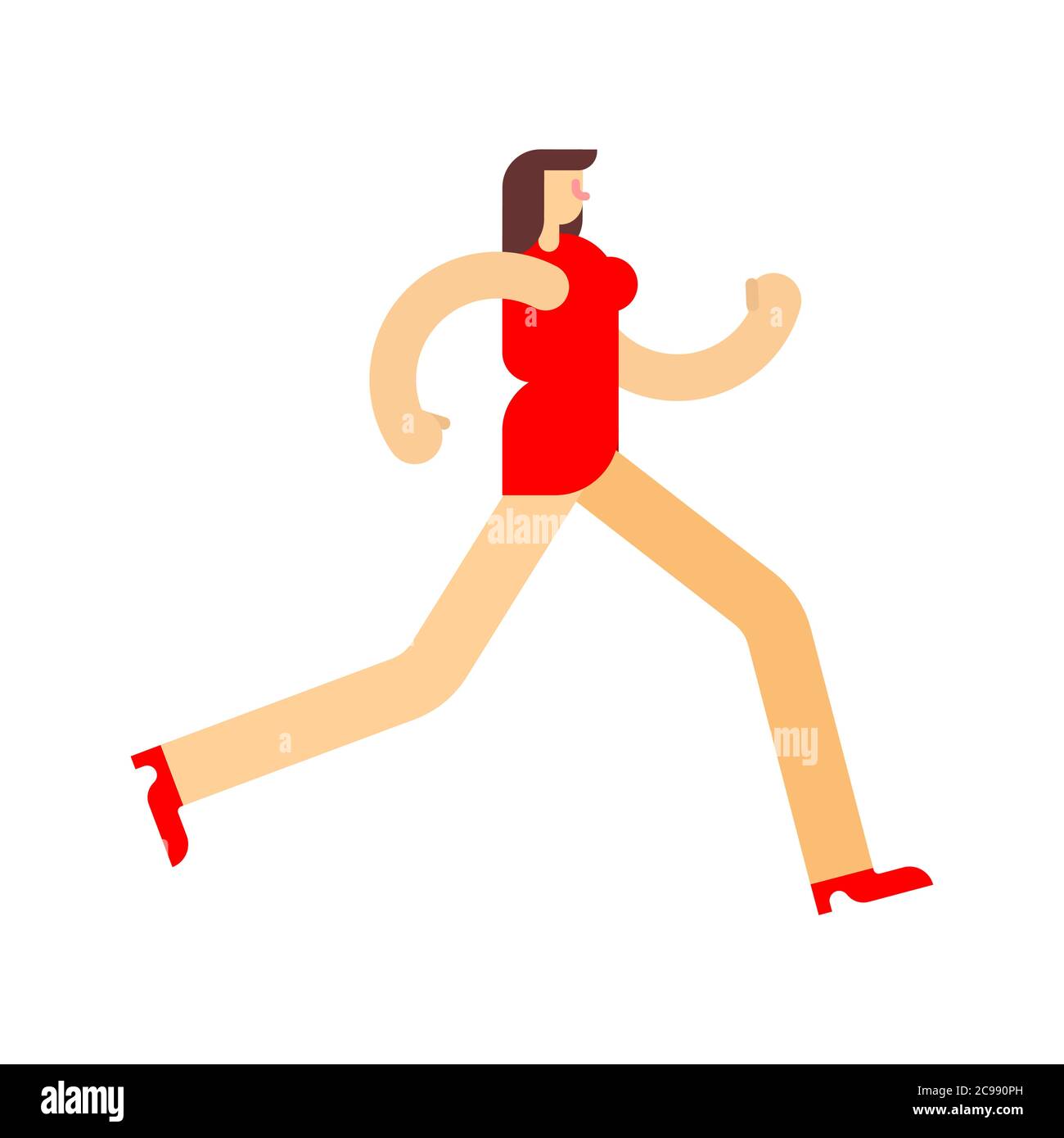 Woman in dress is running. Girl run. vector illustration Stock Vector ...