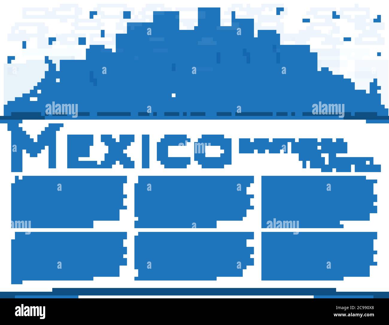 Outline Mexico (Country) City Skyline with Blue Buildings and Copy ...