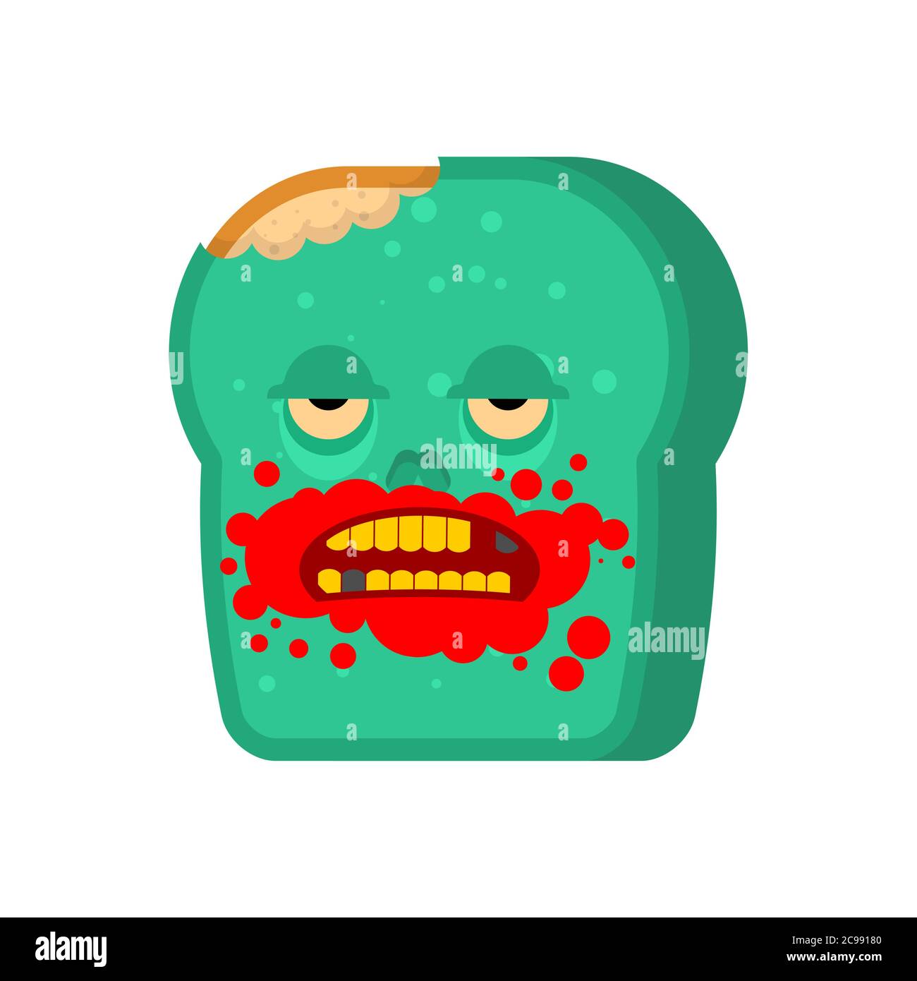 Zombie bread. Piece of green dead bread Stock Vector Image & Art - Alamy