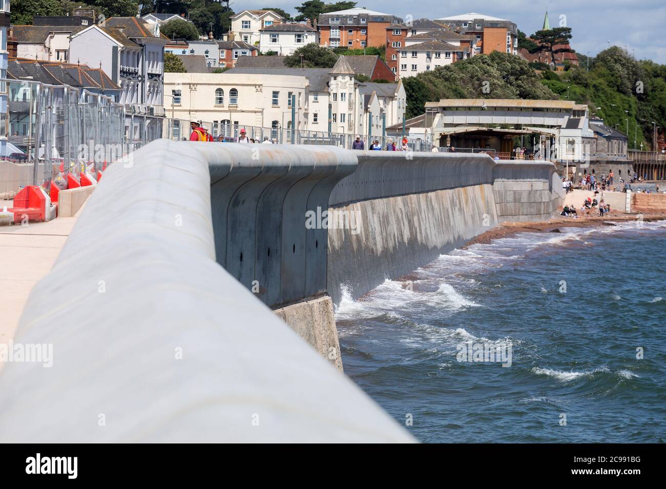 The sea wall which protects the main rail link from the south west ...