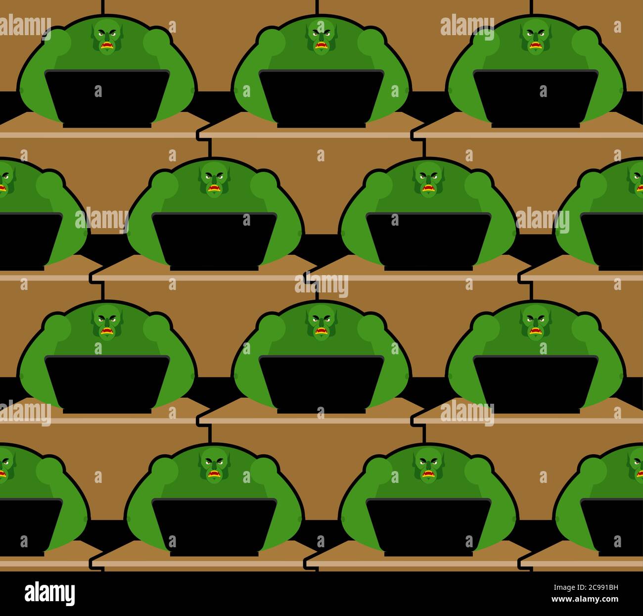 Troll office pattern seamless. Factory of hate. Computer trolls endless ...