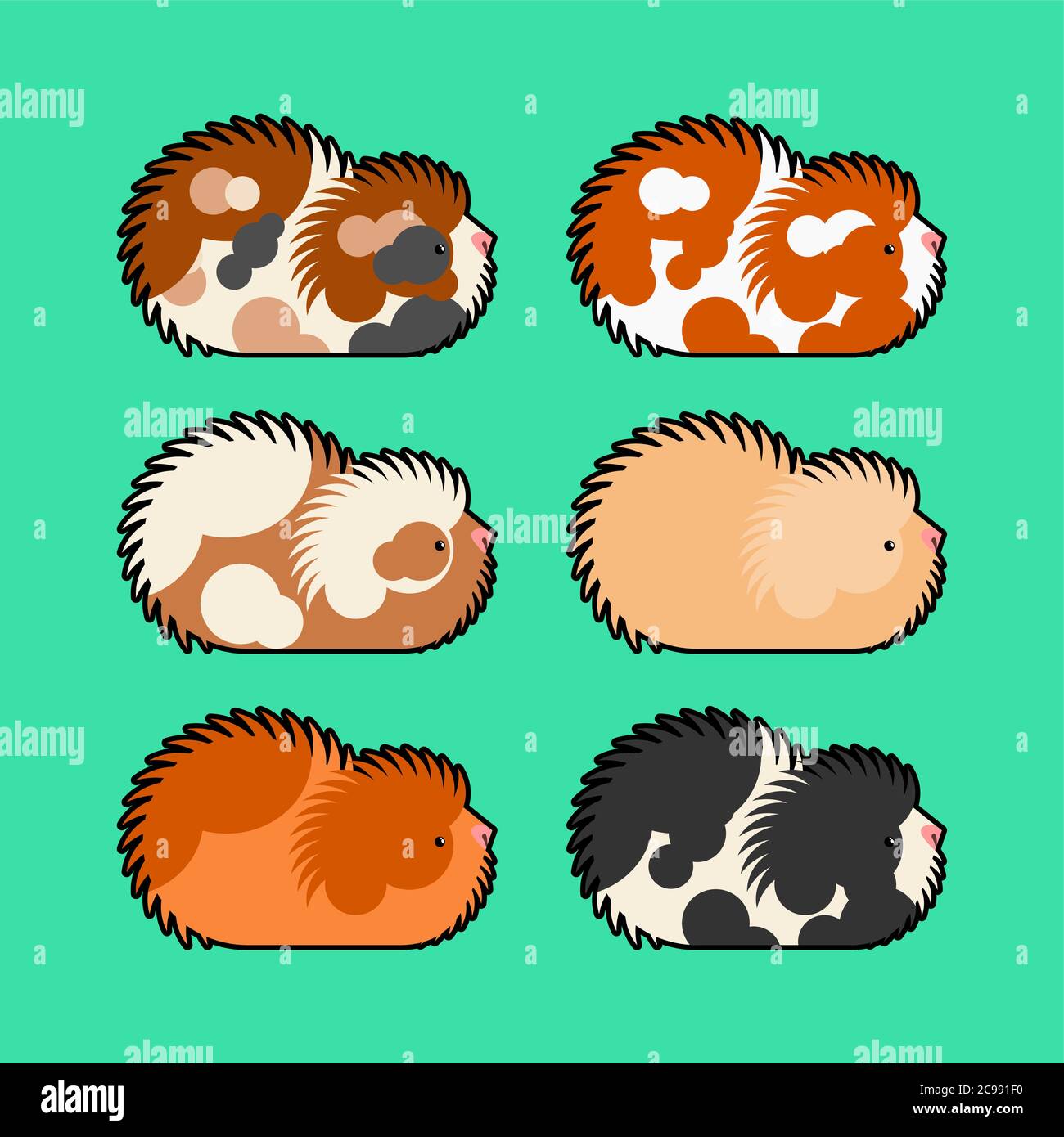 Cavy set. guinea pig cartoon. vector illustration Stock Vector Image ...