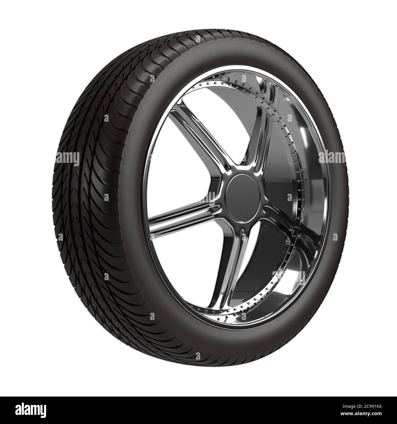 Car wheel isolated on white background. 3D rendering Stock Photo - Alamy